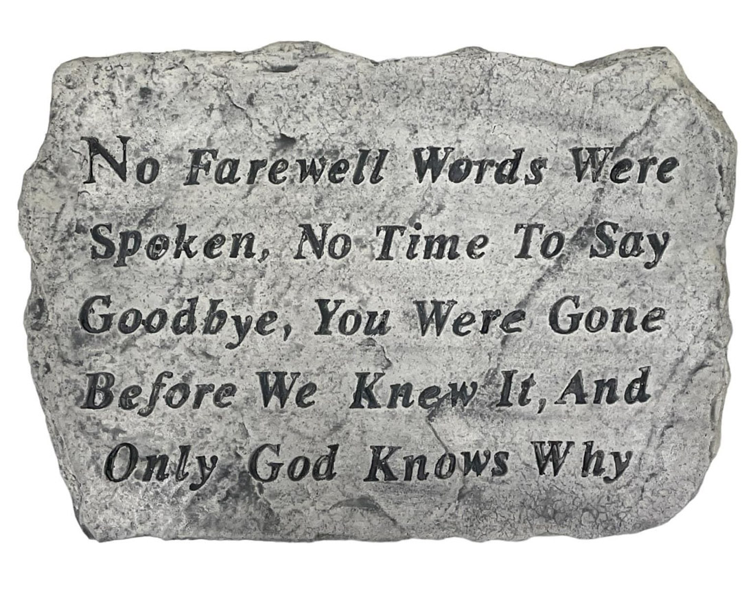 “NO FAREWELL WORDS” plaque 12″X18″ – Lambe Concrete – Handcrafted ...