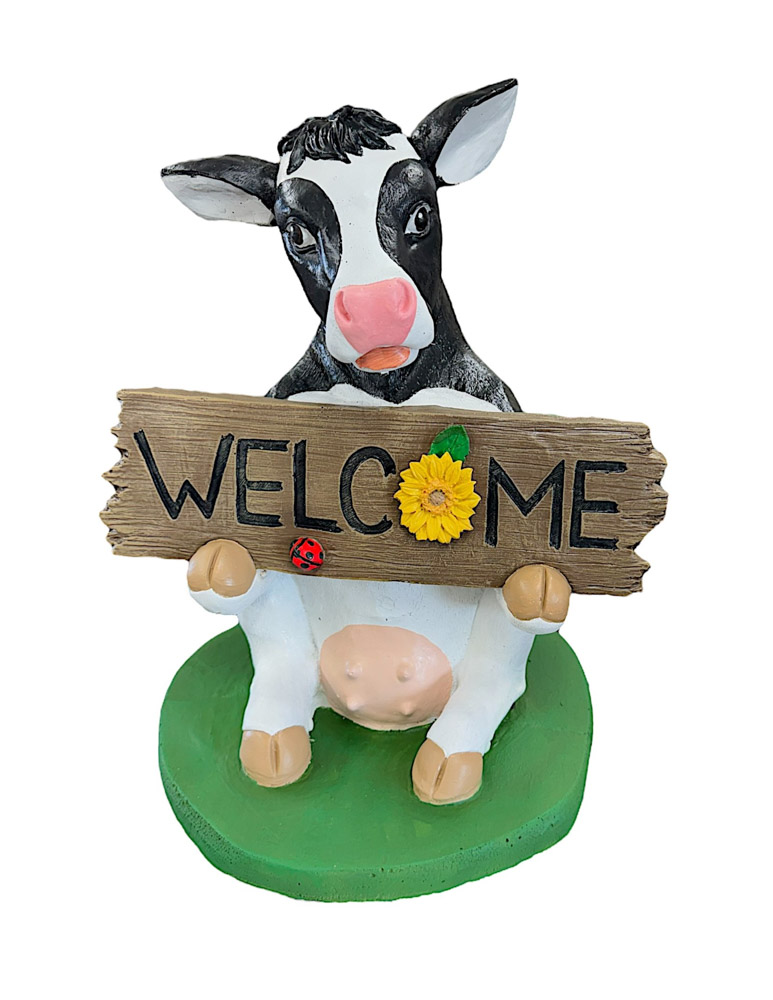 Cow Welcome Sign 17″ – Lambe Concrete – Handcrafted Concrete Products